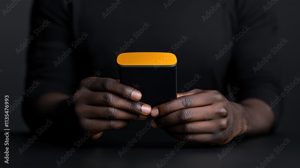 Mobile Banking with Coffee Break: African Businessman Checking Account ...