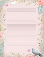 Bird And Floral Notepaper Free Stock Photo - Public Domain Pictures