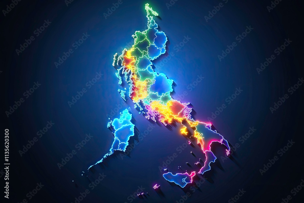 Illustration Stock Animated Philippines Map Regions Outline, Philippine ...