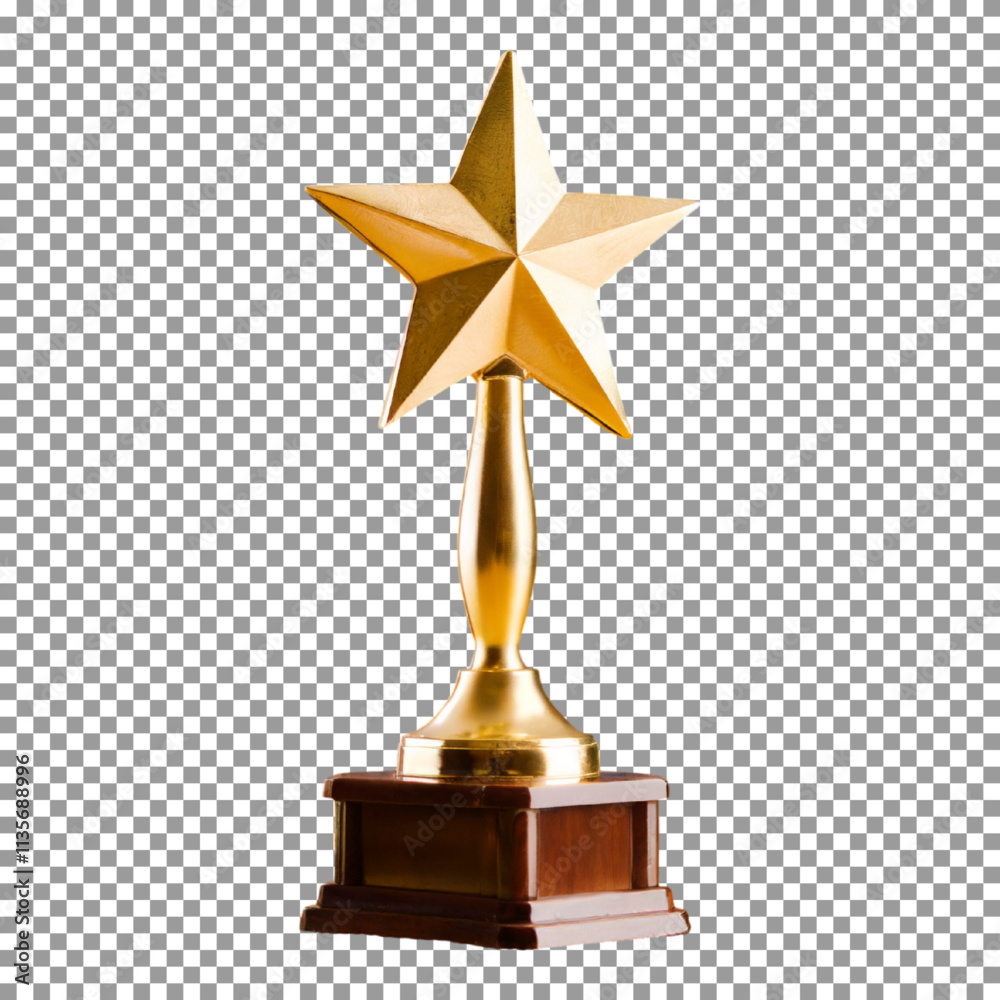 Elegant Gold Star Trophy for Recognizing Excellence on transparent ...