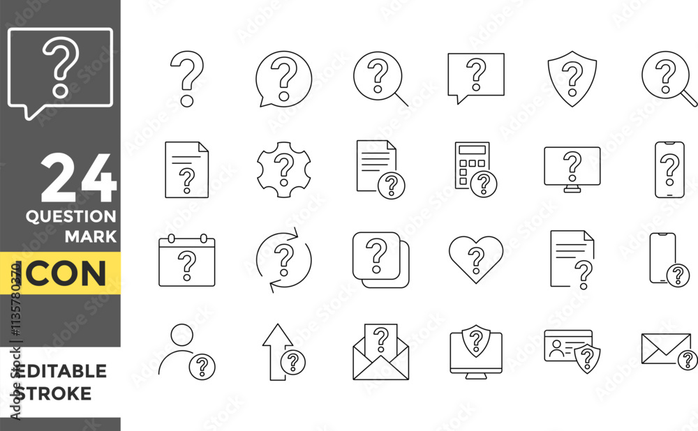 Vector de Stock question mark Editable line stroke icon set. customer ...