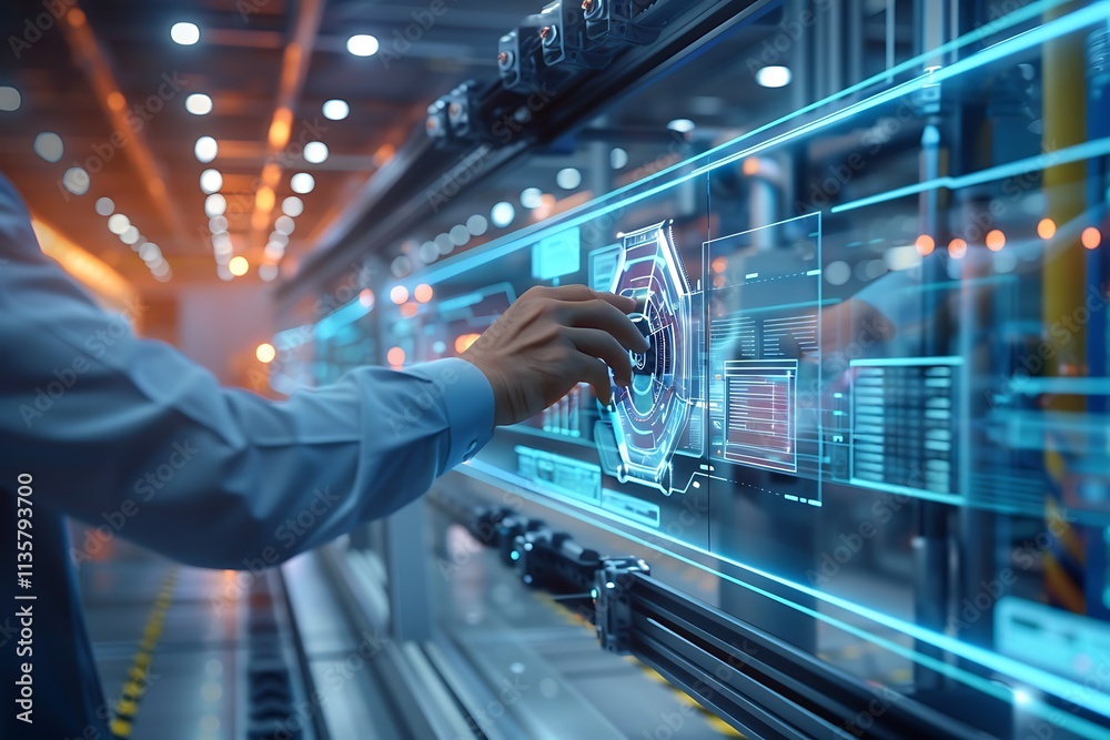 Industrial Automation Smart Factory HMI, Digital Twin, IoT System Stock ...