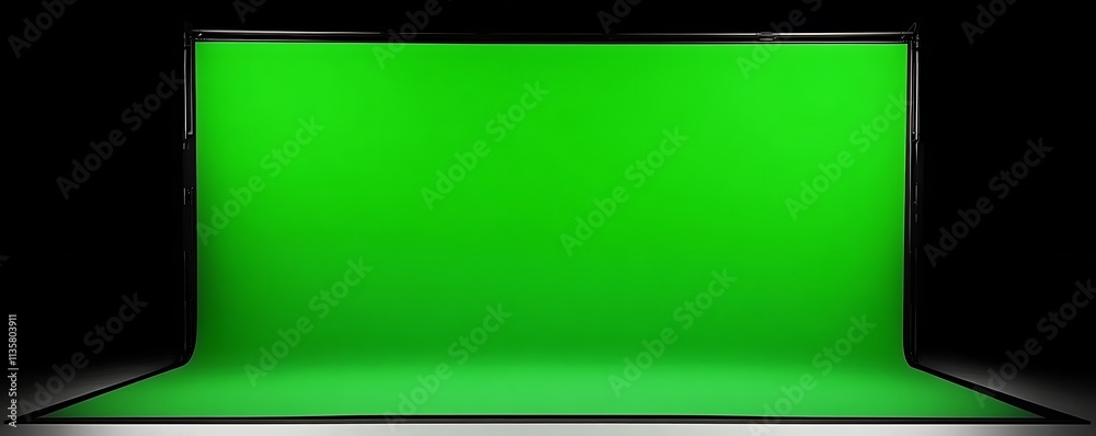Green Screen Studio Setup with Black Background and White Floor, green ...