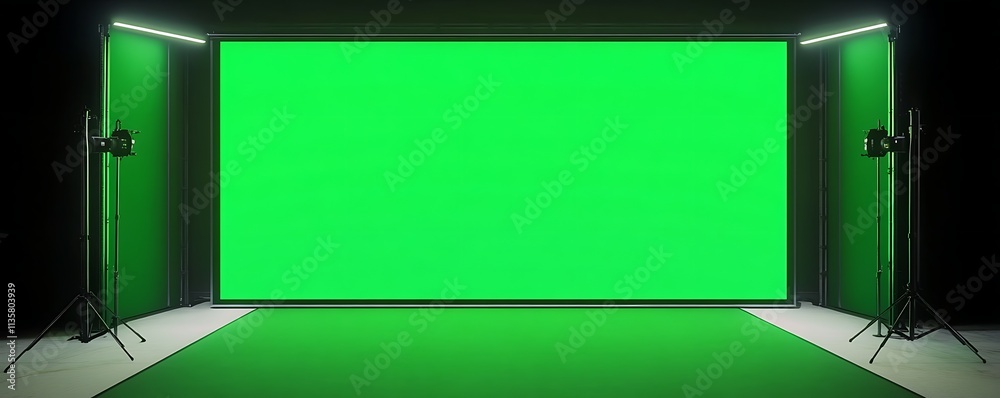 Green Screen Studio Setup with Black Background and White Floor, green ...