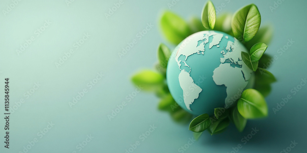 beautiful abstract representation of Earth surrounded by green leaves ...