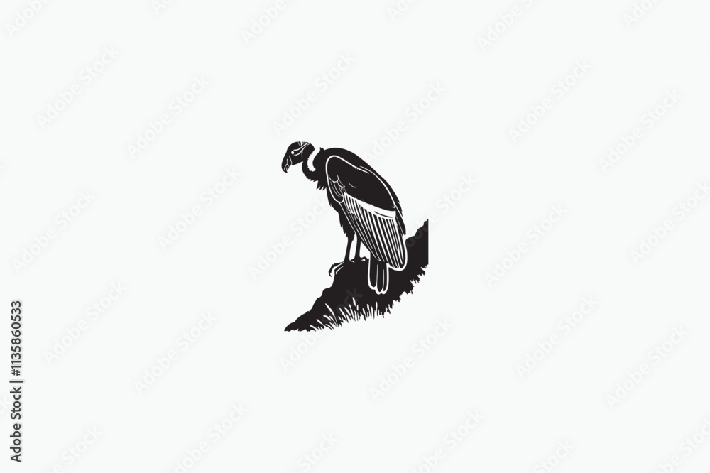 Andean Condor bird vector silhouette Black and white image Made by ...