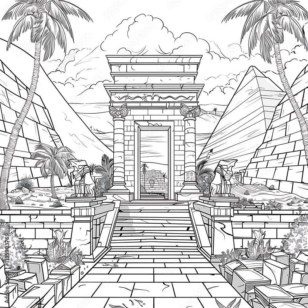 Giza pyramids in line art a visual exploration of ancient egyptian ...
