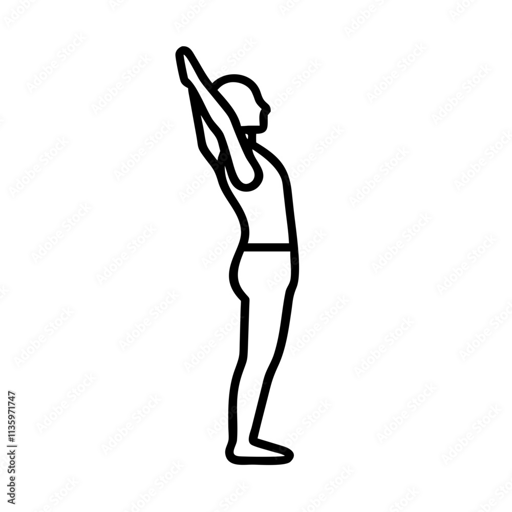mountain pose tadasana - simple black line art icon of mountain pose ...
