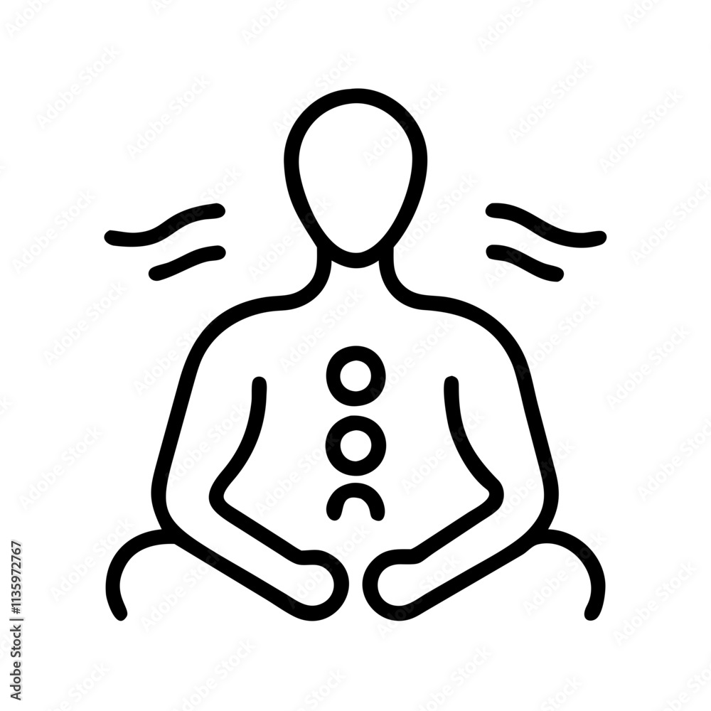 yogic breathing pattern - simple black line art icon of yogic breathing ...