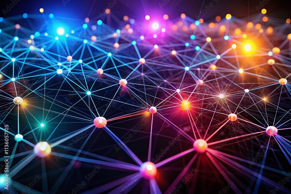 Blockchain Network Silhouette Fintech Technology Template - Connected Nodes, Secure Data ...