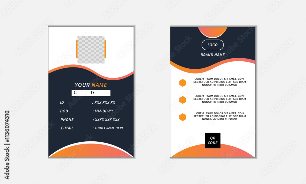 Modern ID Card Template with an author photo place, Office Id Card ...