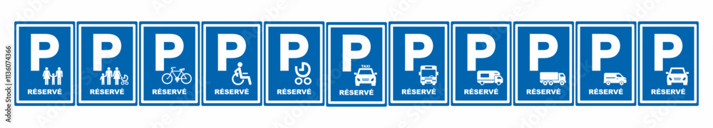 large group of traffic signs, set road signs, réservé text, vector ...