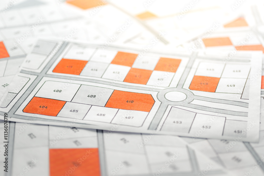 imaginary cadastral map search for assess to buy the land concept. Land ...