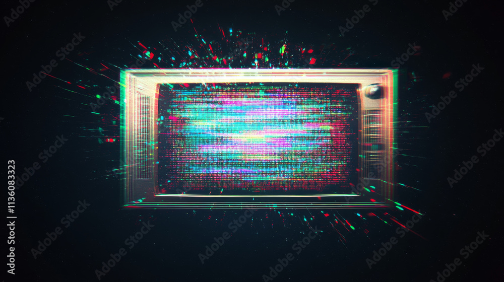 Vintage television screen effect with colorful lines and pixels texture ...