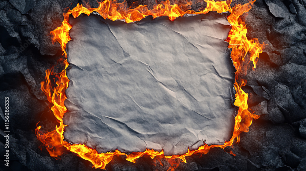 Notebook paper with texture and burnt edges. Realistic 3d vector ...