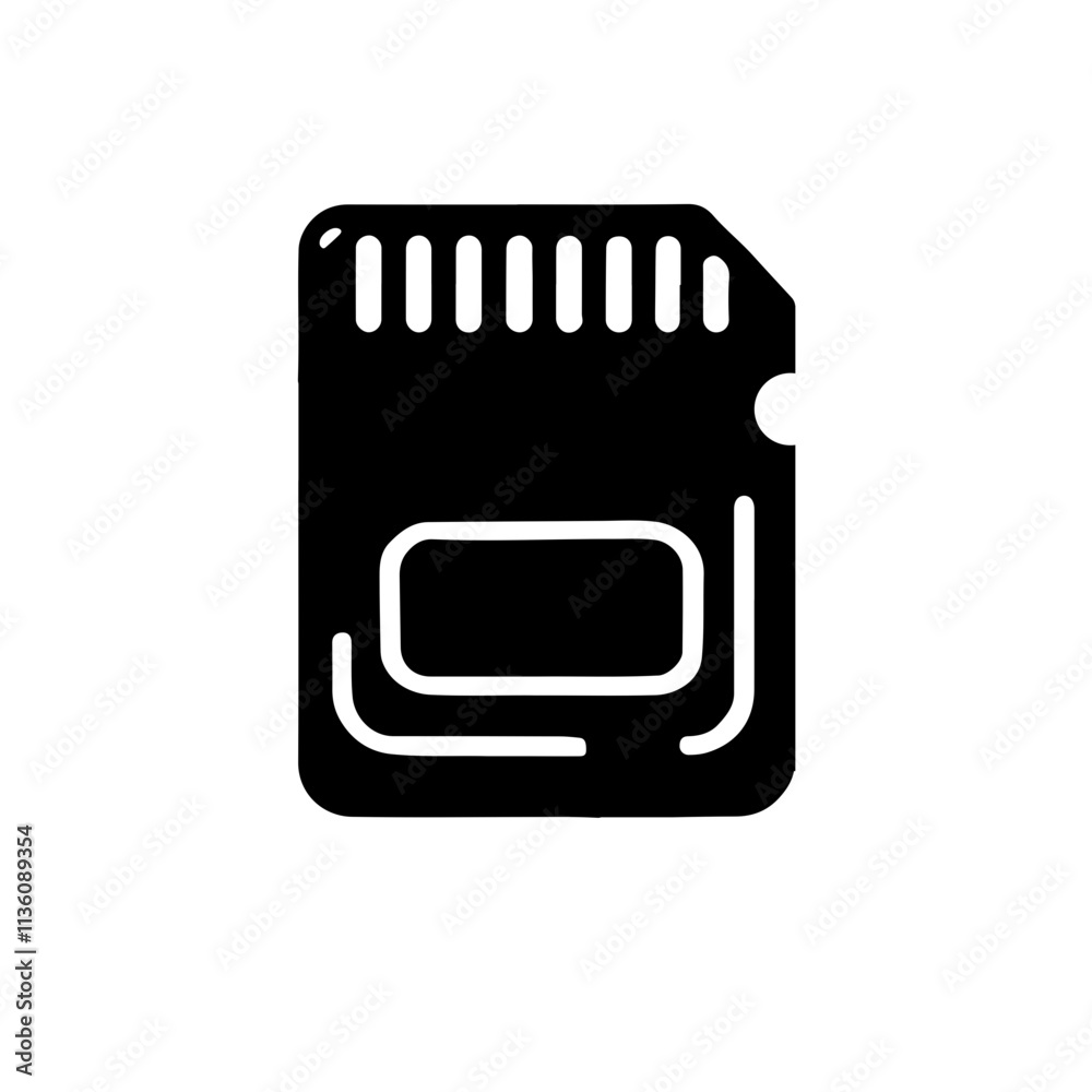 memory card as a simple single icon logo black and white vector ...