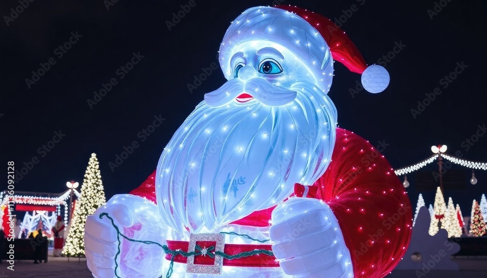 Sparkling Christmas Lights Wrapped Around a Giant Ice Sculpture of ...