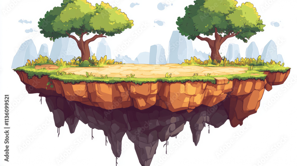 Cartoon 2d vector isolated floating platform asset for game ...