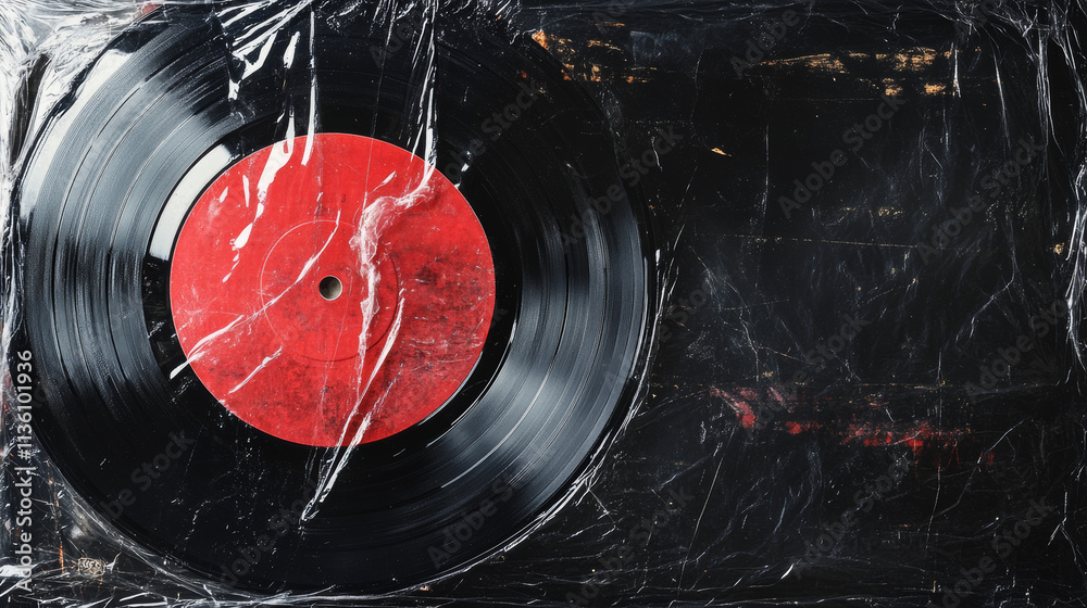 Vinyl cd album cover overlay for music record on black background ...