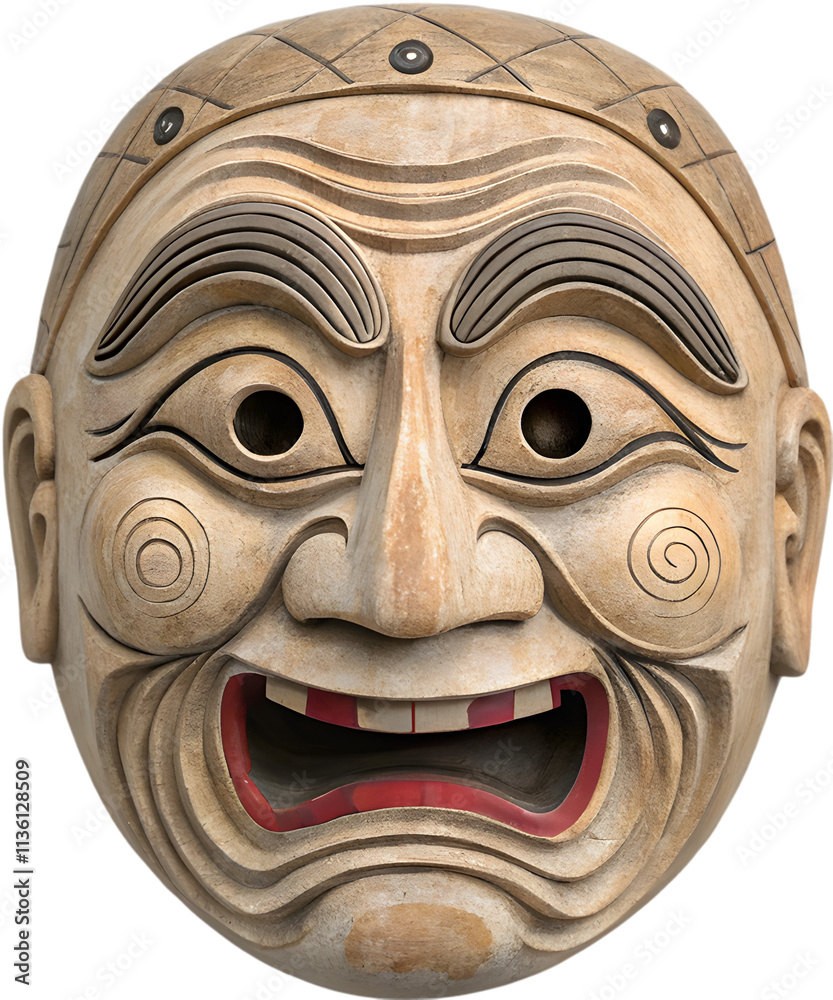 Quirky Japanese Hyottoko mask clipart symbolizing humor, tradition, and ...