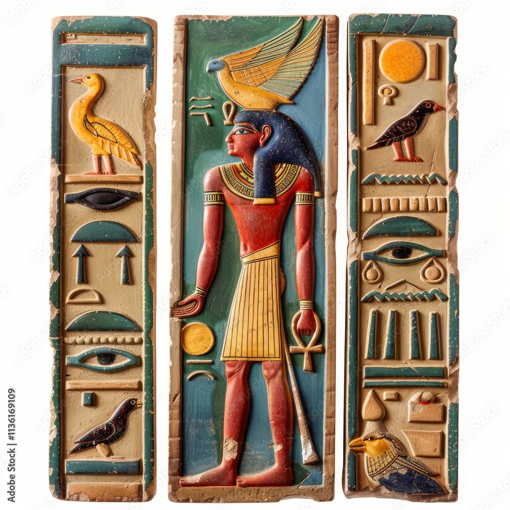 Colorful representation of horus, ancient egyptian falcon headed god ...