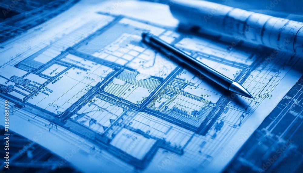 Blueprint and diagrams representing planning and strategy, ideal for ...