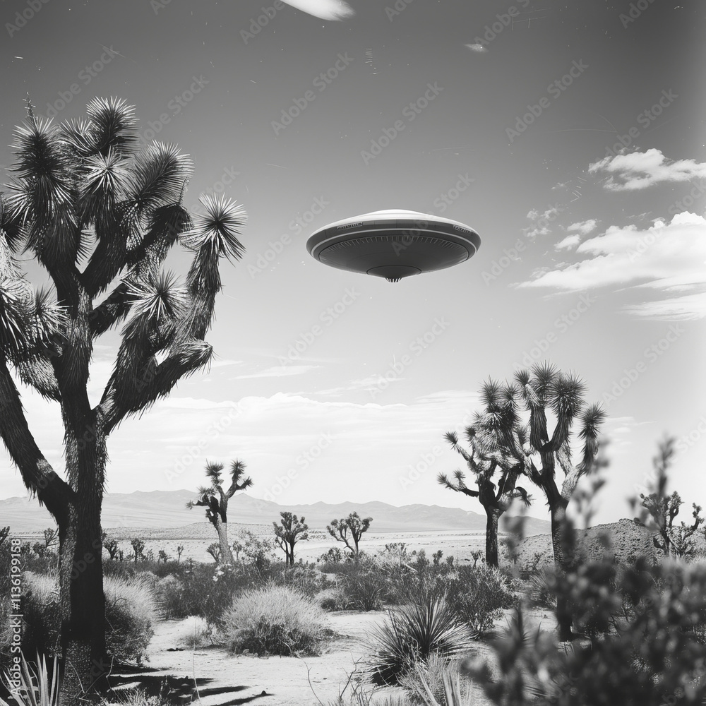 Retro black and white photograph news style 1960s sci-fi science ...