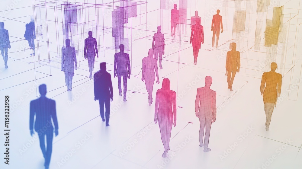 Modular Human Figures as Architectural Blueprints: Vibrant Pantone ...