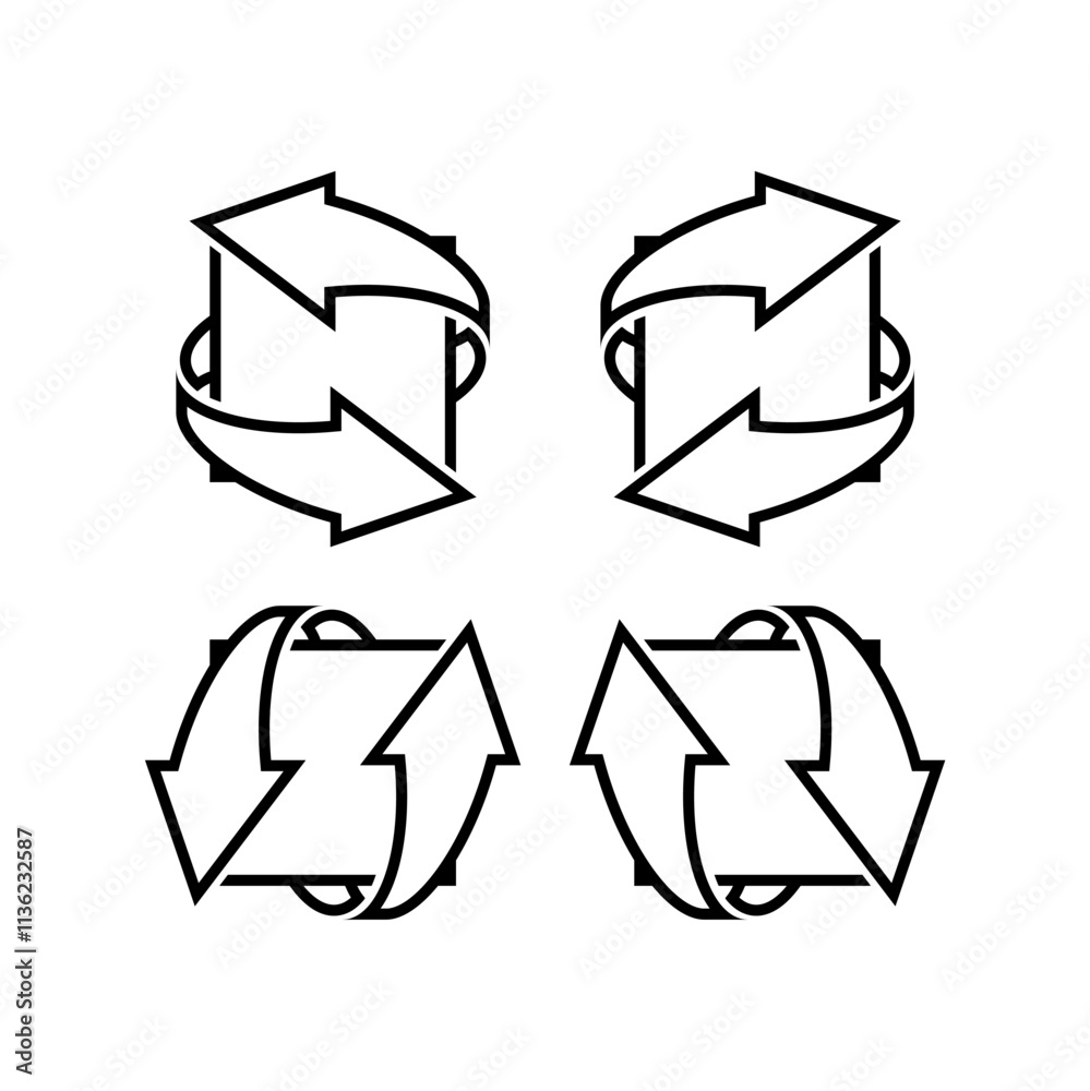 Line drawing of a arrows pointing. two curved arrows pointing in ...