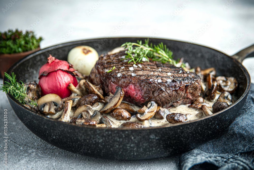 Traditional barbecue dry aged angus roast beef steak natural with ...