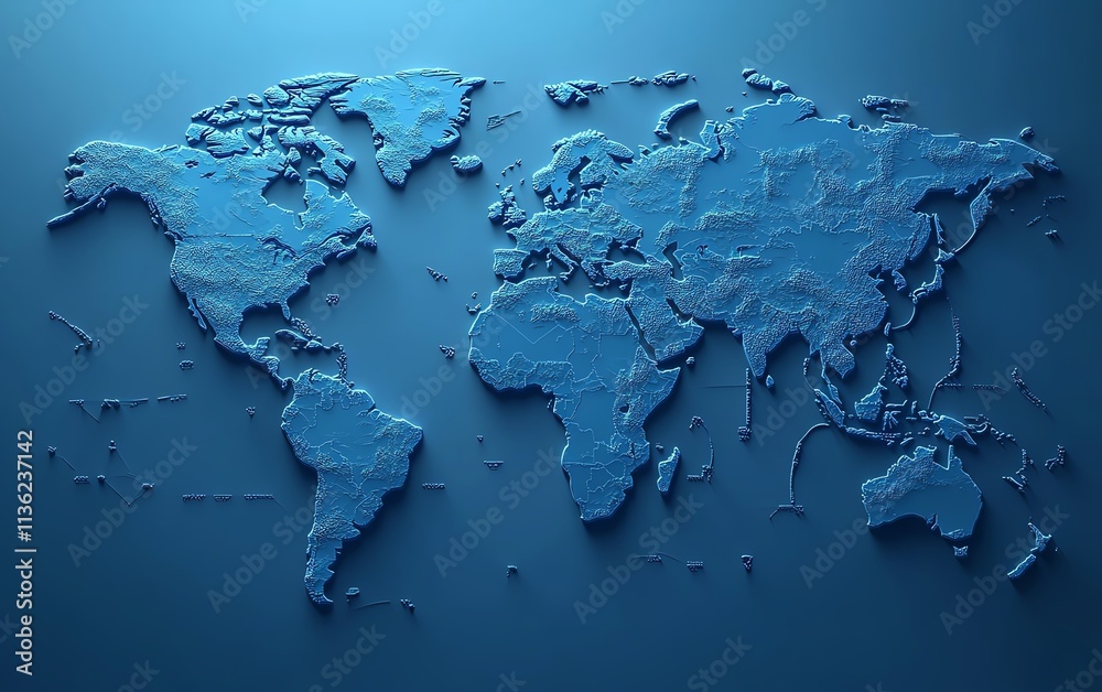 Modern blue gradient world map, sleek and elegant design, sharp lines ...