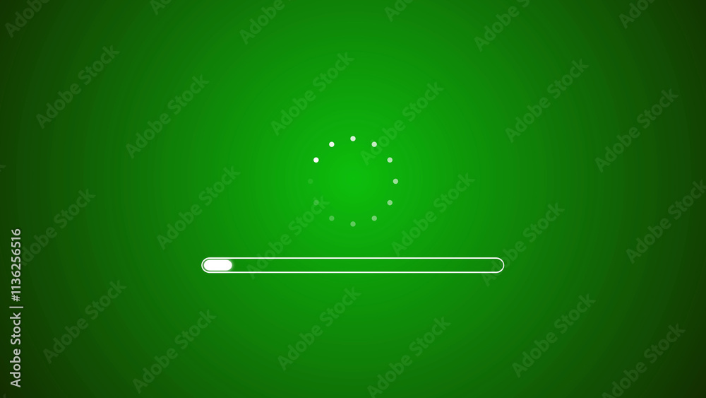 Minimalist Loading Screen with Progress Bar and Circular Animation on Teal Gradient Background ...