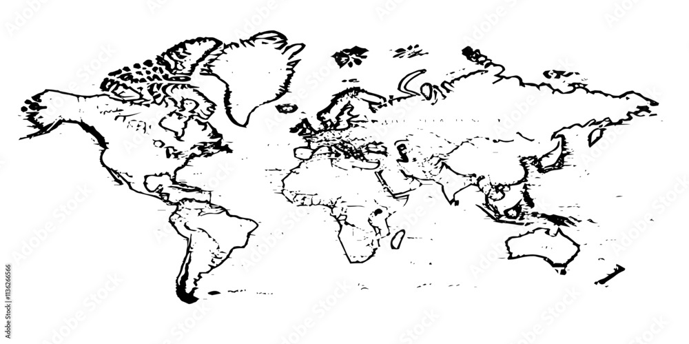 Geographical bordar flat map with coutries outlines. Ariel view road ...
