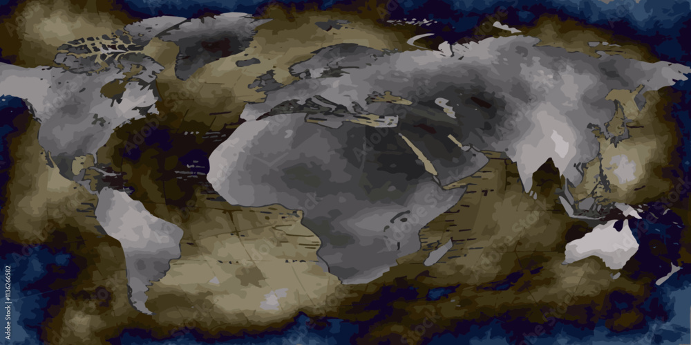 Abstract world map with black and white Ariel view world map top view ...