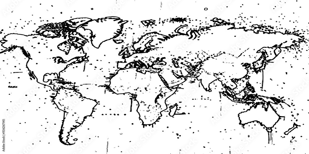 Geographical bordar flat map with coutries outlines. Ariel view road ...
