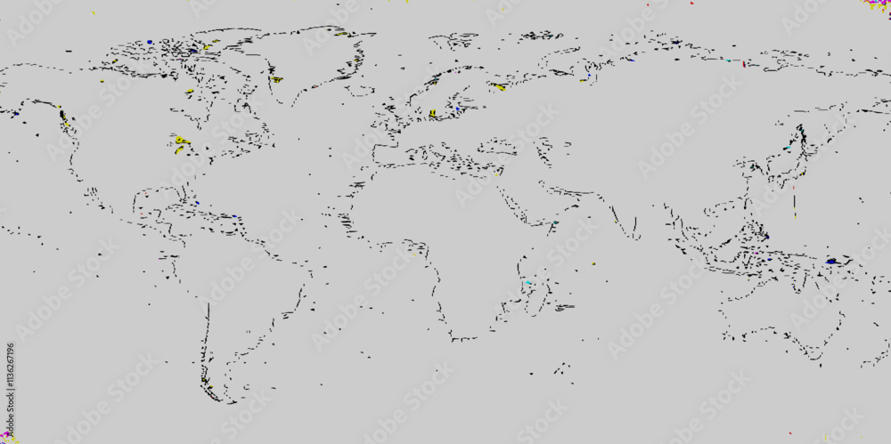 Geographical bordar flat map with coutries outlines. Ariel view road ...