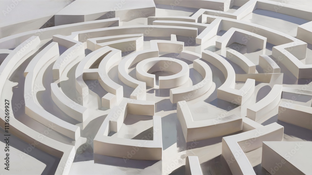 Ilustración de Stock Abstract White Maze, Complex Circular Labyrinth Design for Backgrounds ...