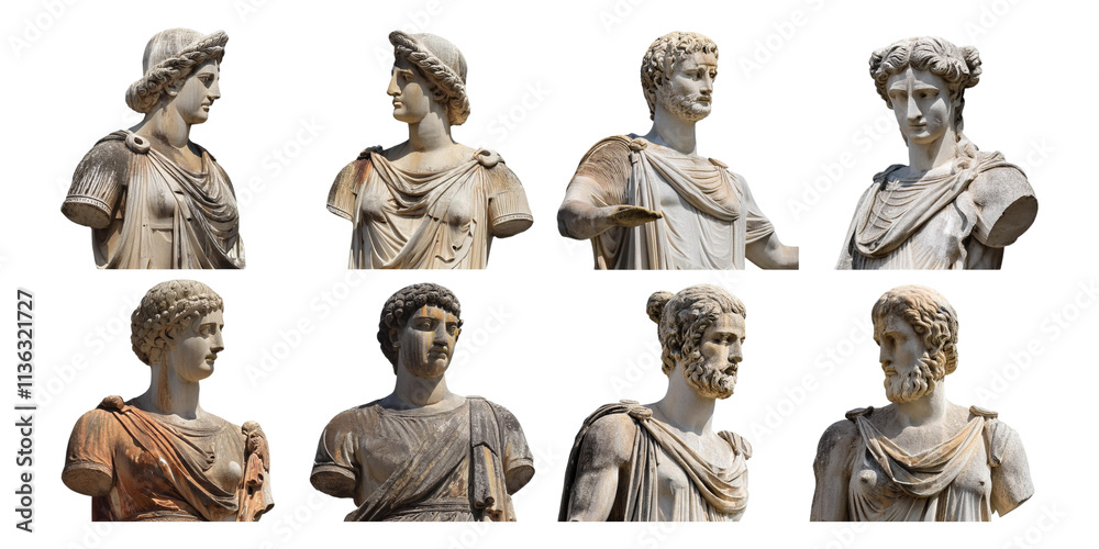 Ancient Greek Sculpture Busts Collection, PNG set collection, isolated ...