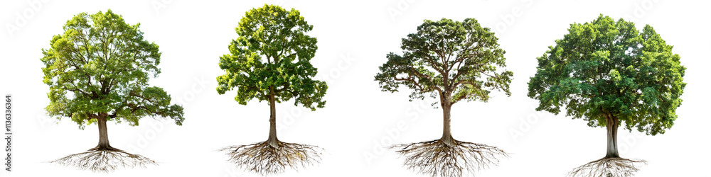 Tree growth stages from seedling to mature tree isolated on transparent ...