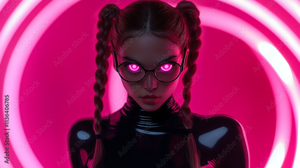 strict looking woman, dominant looking mother vibs, wearing dark latex ...