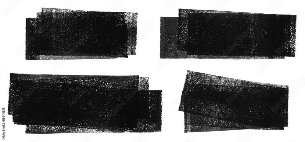 Linocut, relief printing horizontal layered rectangle grungy textures ...