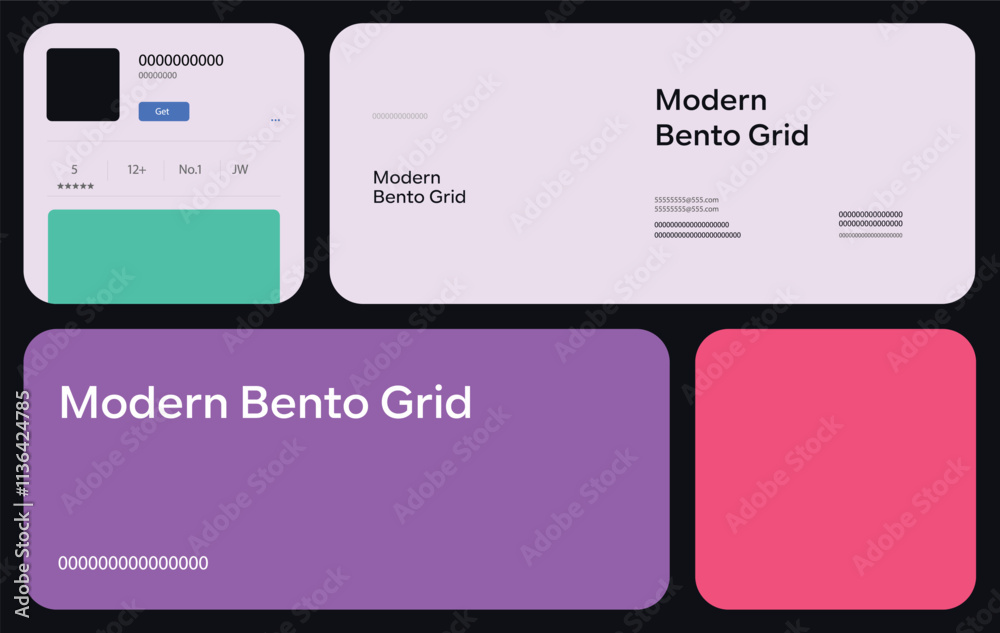PrintContemporary Bento Grid Design. Modular UI UX template featuring ...