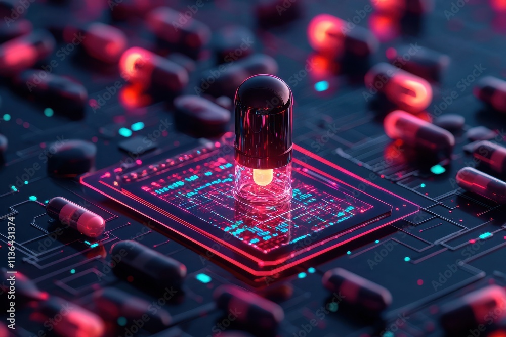 Ai-powered pharmaceutical dispensing tool laboratory setting closeup ...