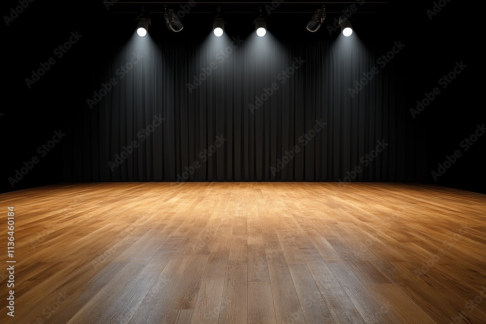 A minimalist depiction of a stage with a single spotlight, drawn with ...