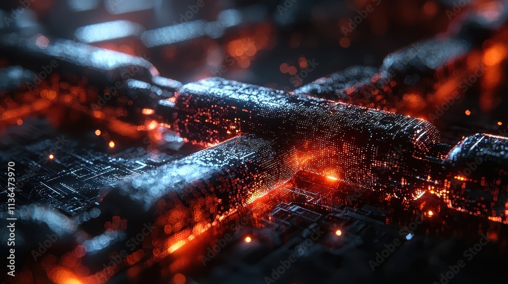 Blockchain technology background with connected block patterns and ...