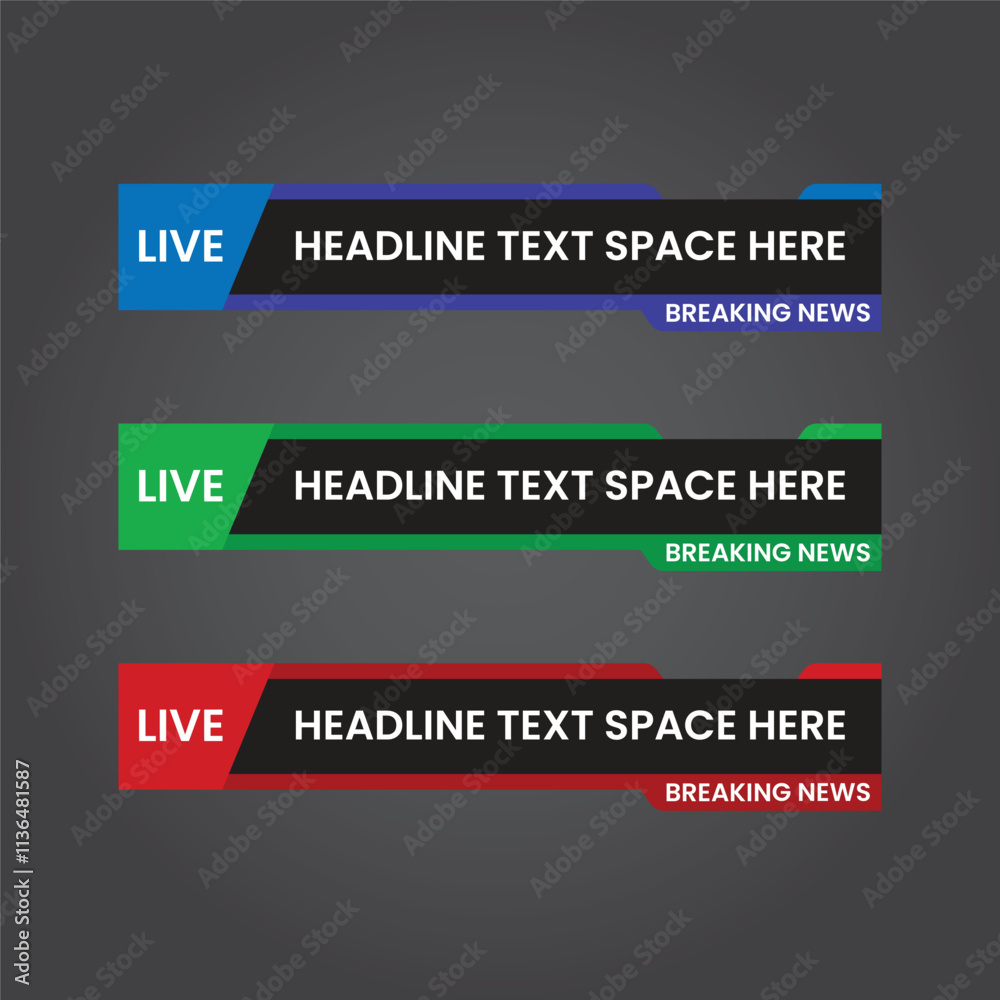 Lower third TV news bar, breaking news, sports, video channel, screen ...