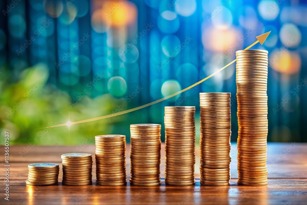 Financial Growth, Savings, Investment, Money, Coin Stack Bar Graph ...