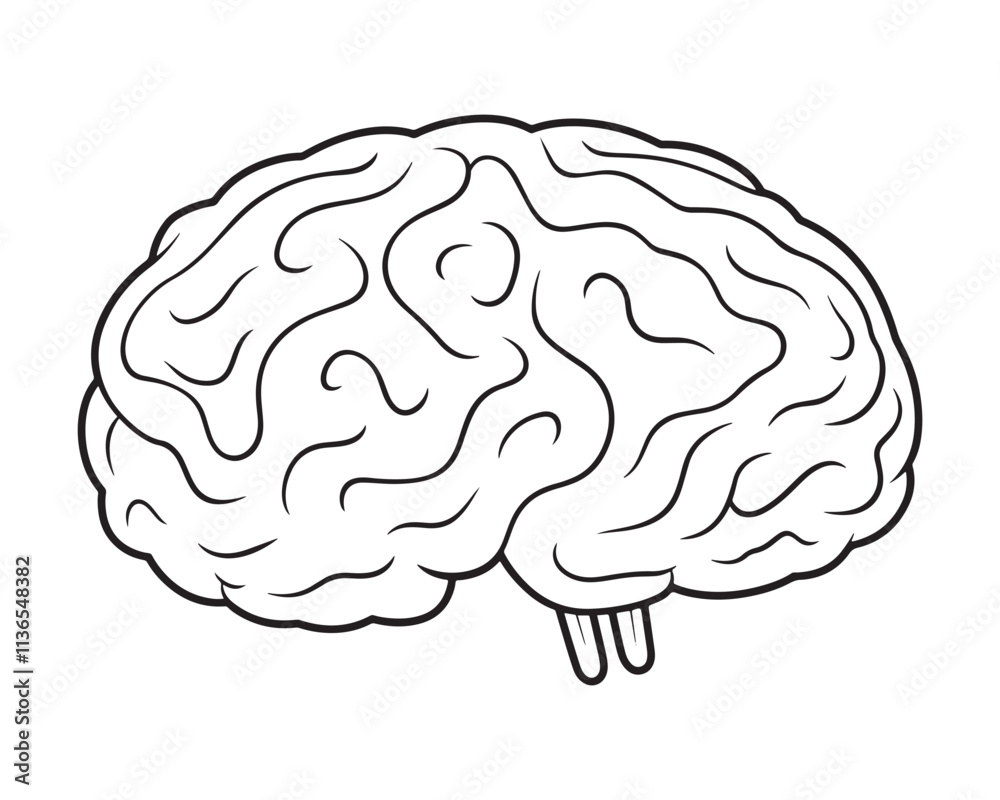 Brain coloring page vector illustration line art design Stock Vector ...