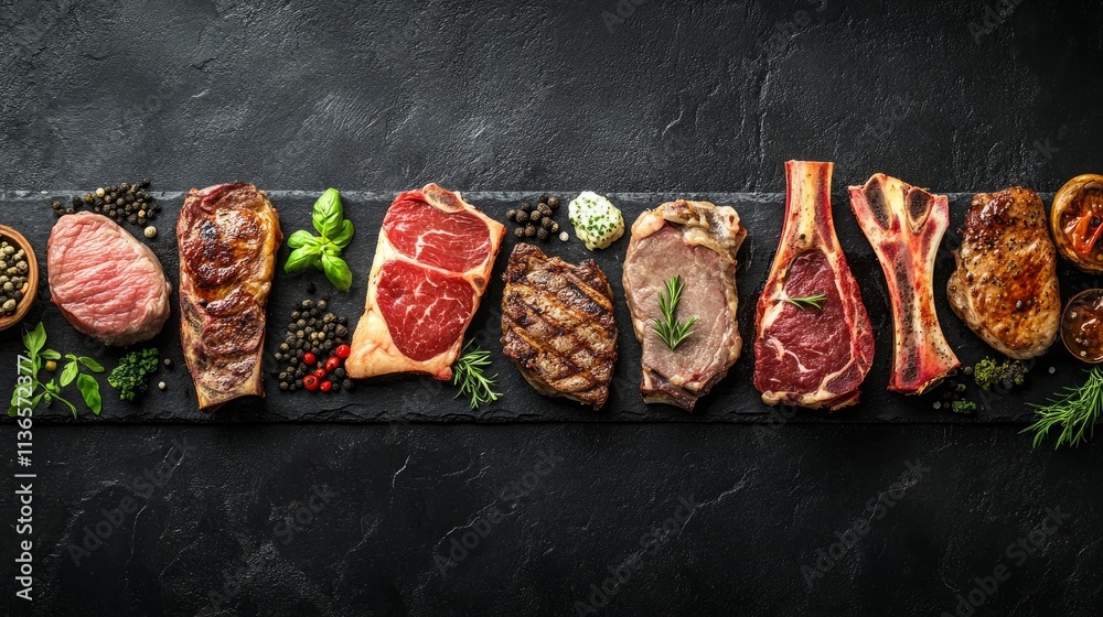 Illustrate a banner with a meat photo collage that showcases different ...