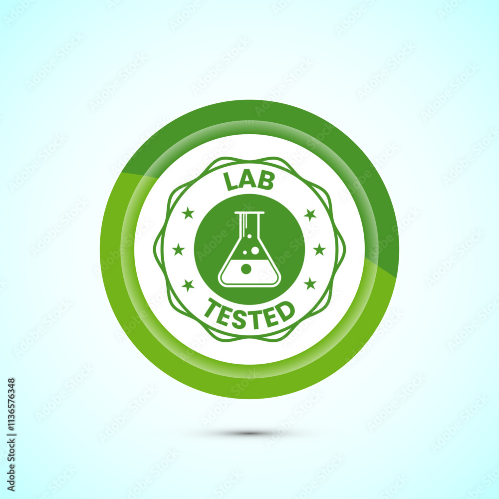 Lab tested icon. Laboratory testing product quality certificate symbol ...